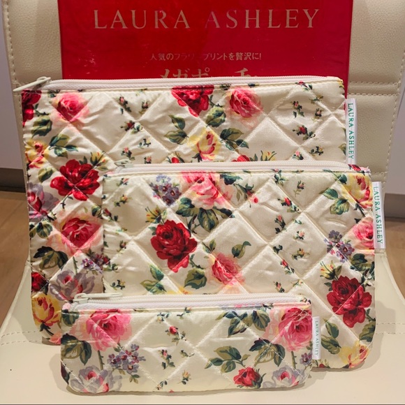 Laura Ashley | Bags | 3 Pc Laura Ashley Floral Pouch Bags Set | Poshmark
